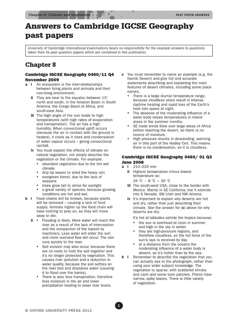 Ch8 Past Paper Answers | PDF | Desert | Soil