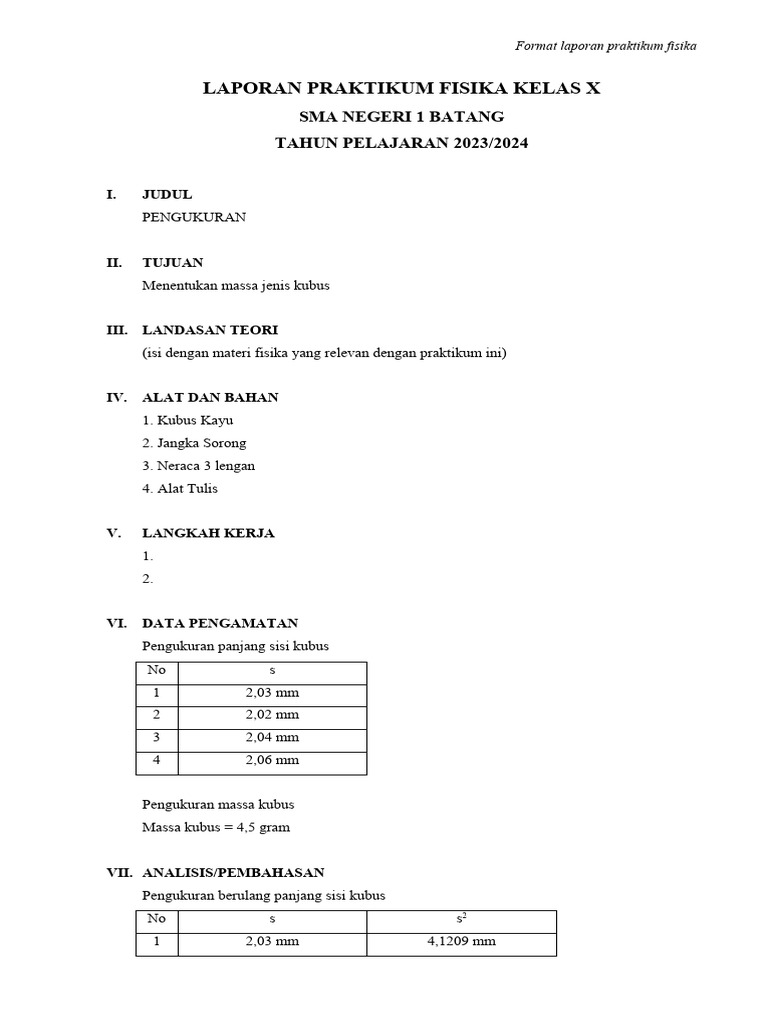 Format Lap Prakt Fis-1 | PDF