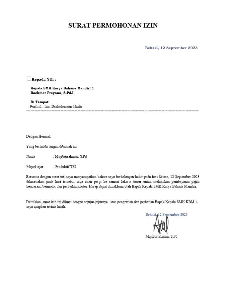 Surat Izin | PDF