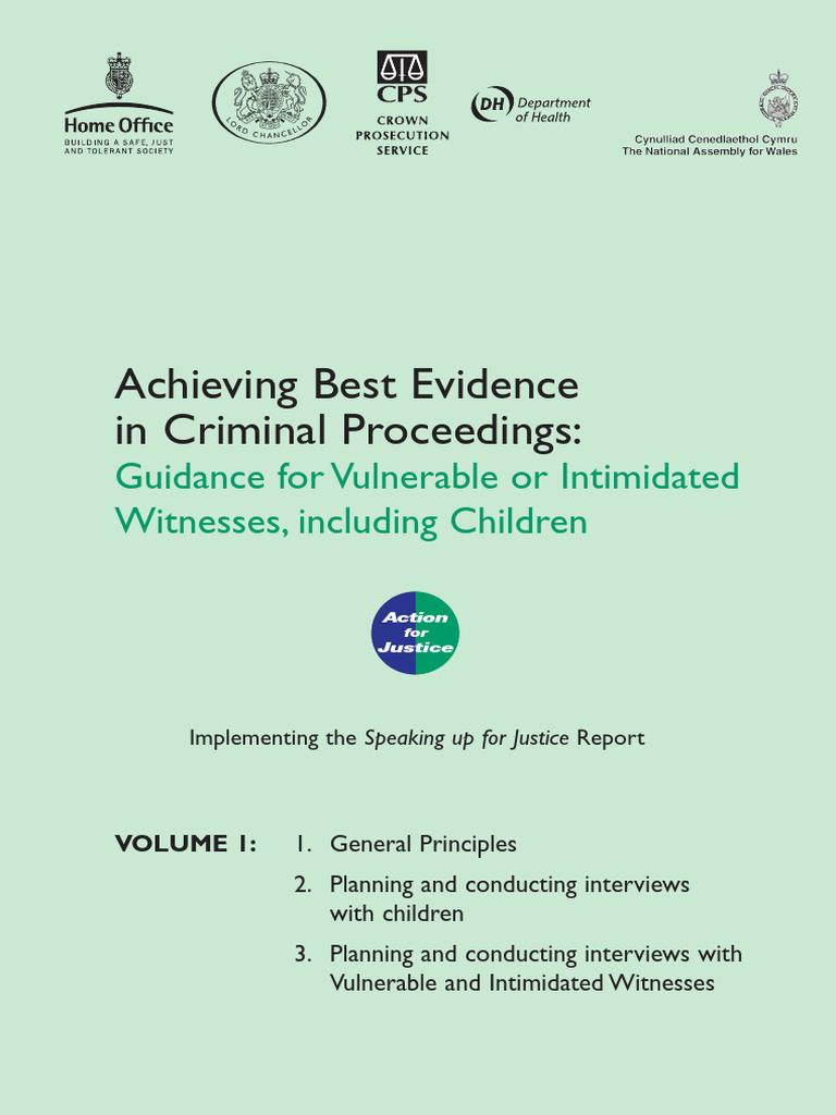 Achieving Best Evidence - Guidance Vol 1 | PDF | Witness | Trials