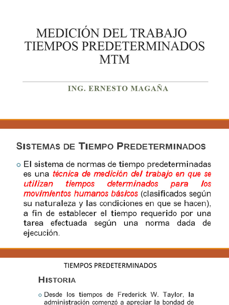 Medición de Tiempos Predeterminados MTM | PDF