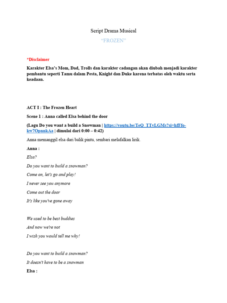 Script Drama Musical EC Frozen | PDF | Scandinavian People