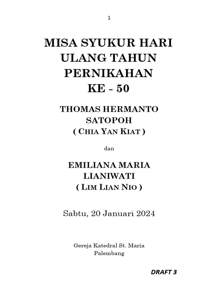 Teks Misa Engkim Kungah Draft 3 | PDF | Agama & Spiritualitas