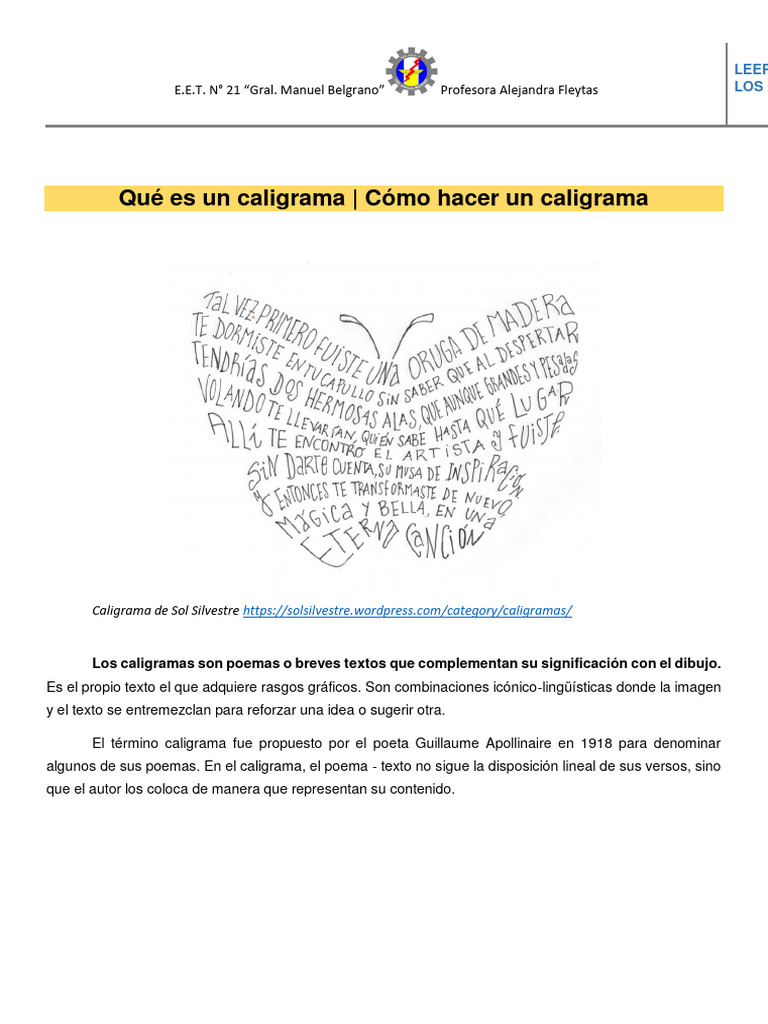 Qué Es Un Caligrama | PDF | Dibujo | Escritura