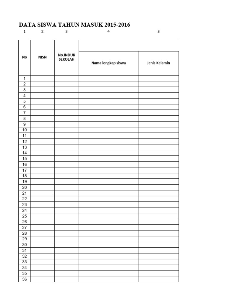 Form Buku Induk Kosong | PDF