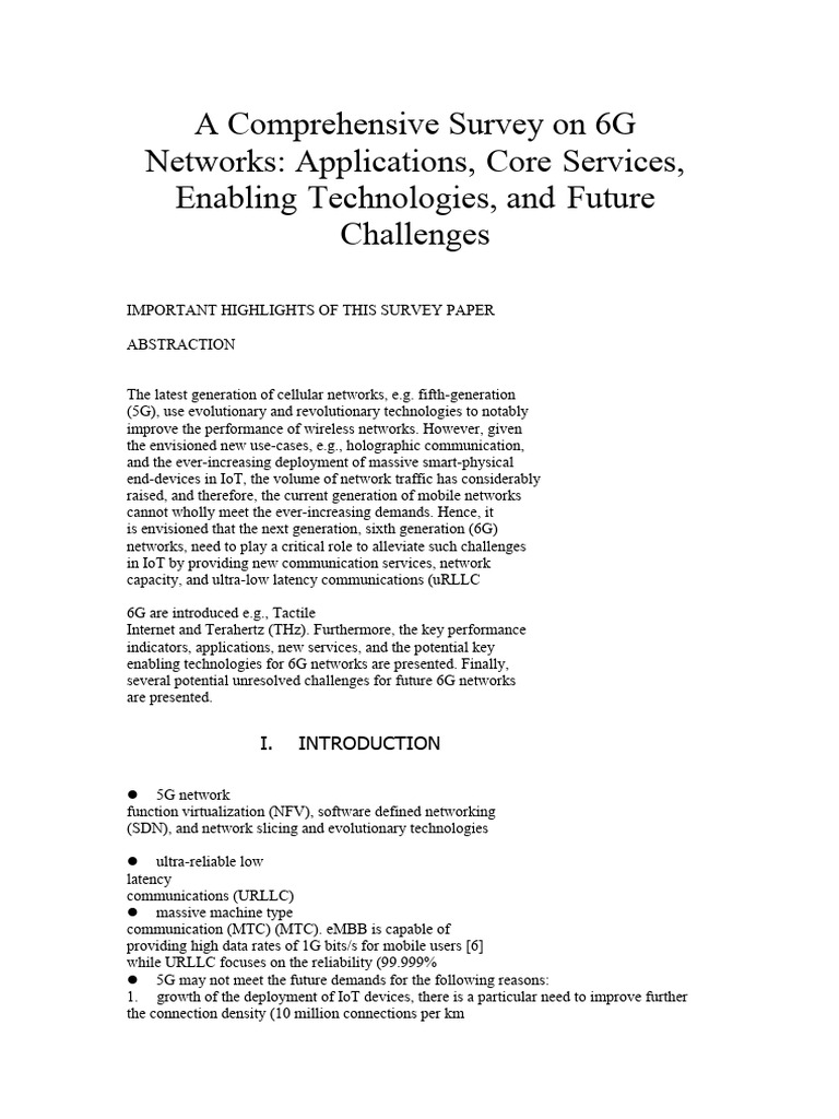 A Comprehensive Survey On 6g Networks Pdf Internet Of Things Computer Network