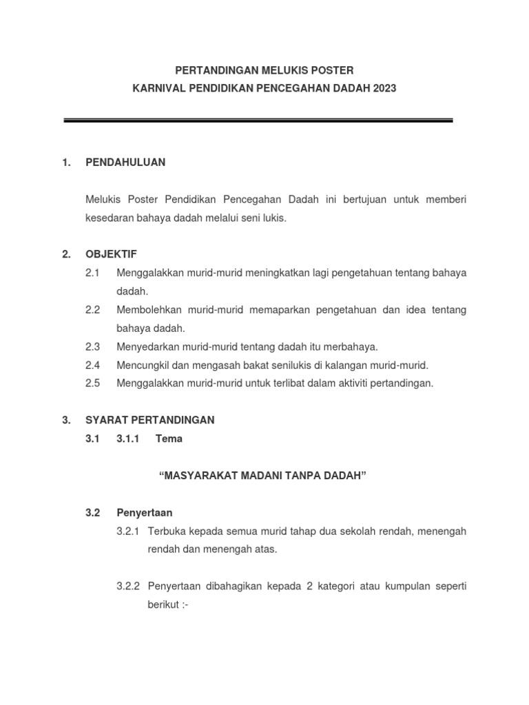 Pertandingan Melukis Poster Karnival Ppda 2023 | PDF