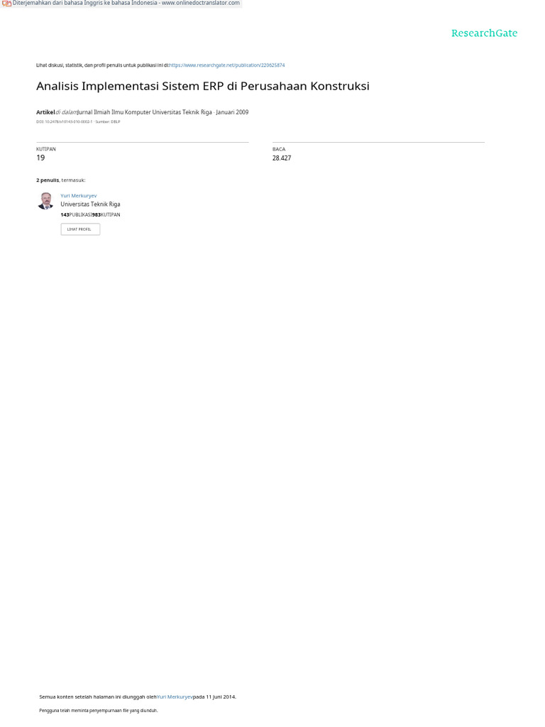 Analysis of ERP Systems Implementation in The Cons - En.id | PDF