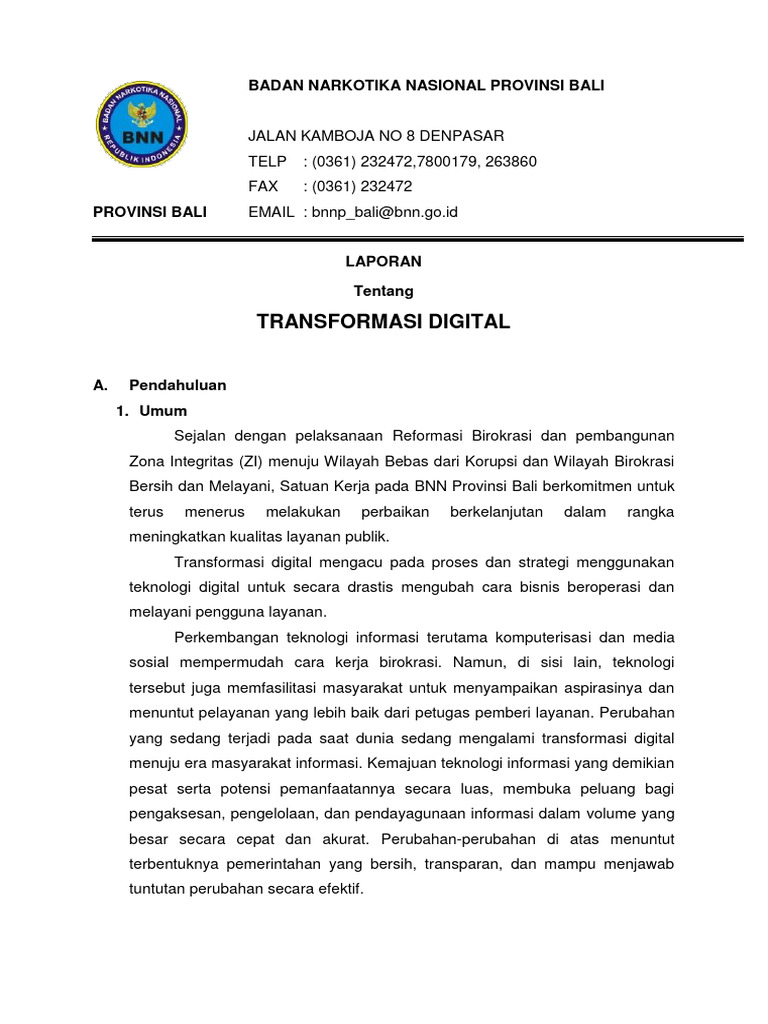 Laporan Transformasi Digital | PDF