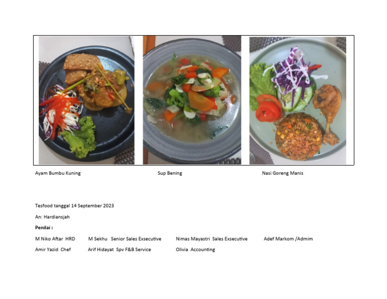 Tes Food | PDF