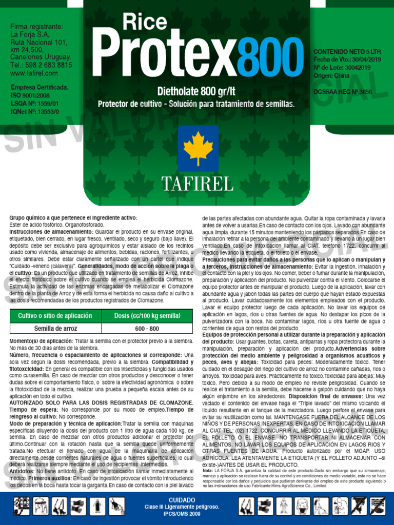 Protex 800 | PDF | Agua | Agricultura