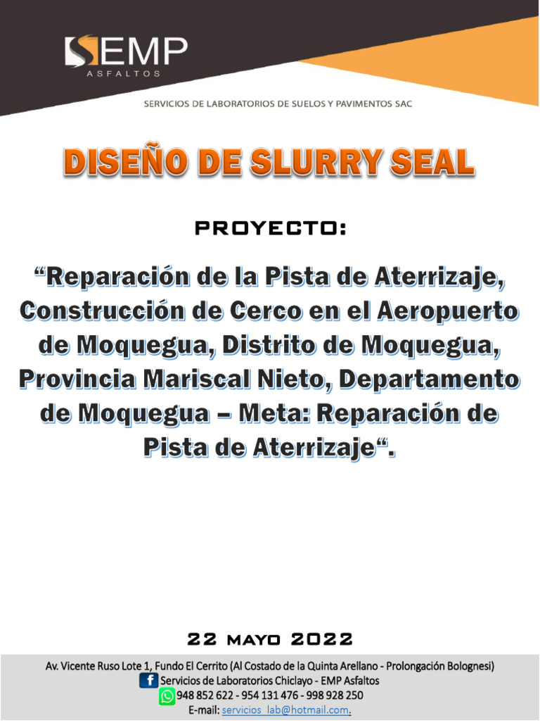 DISEÑO SLURRY SEAL | PDF | Agua | Cemento