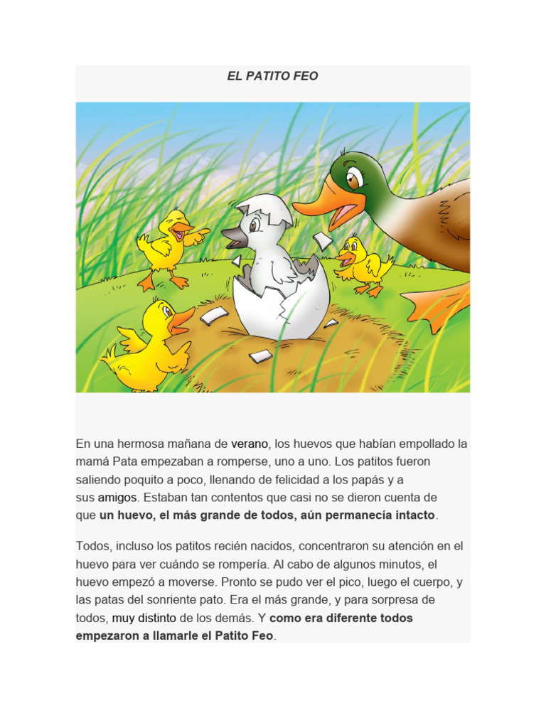 El Patito Feo: Cuento Completo | PDF | El patito feo