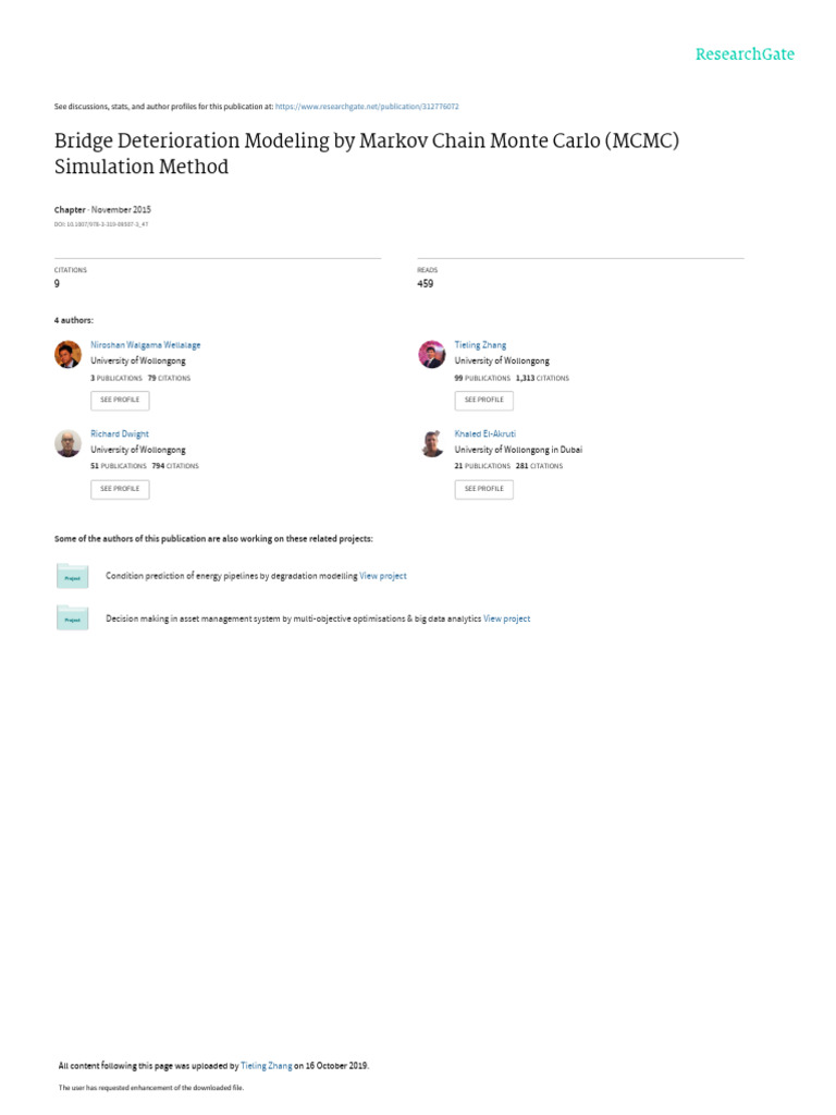 Bridgedeteriorationmodelingby Markov Chain Monte Carlo MCMC | PDF | Markov Chain | Regression ...