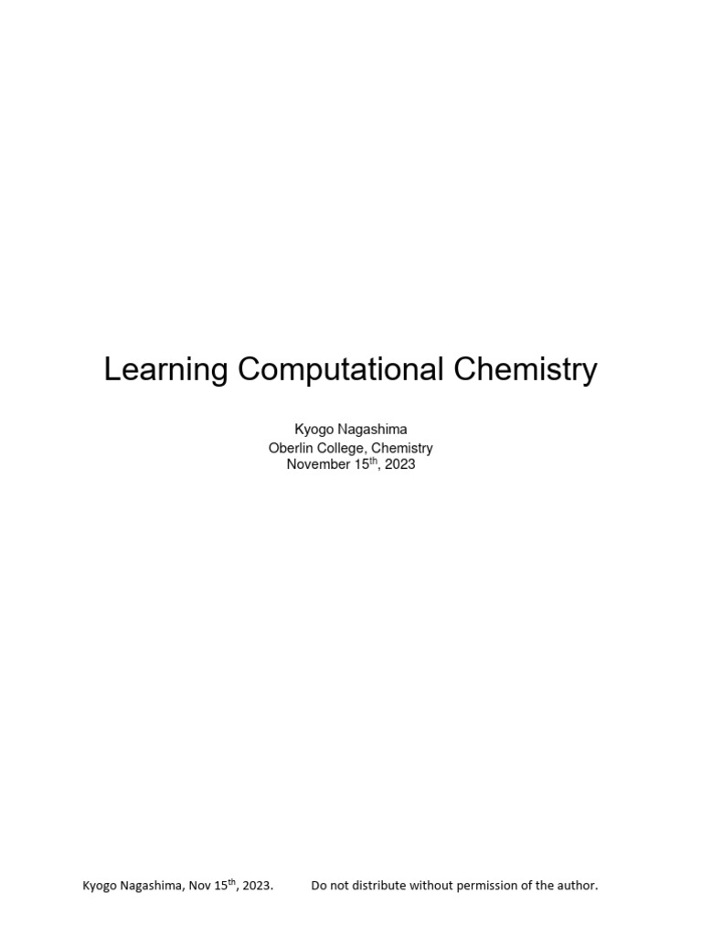 nagashima - learning computational chemistry | PDF | Hartree–Fock Method | Computational Chemistry