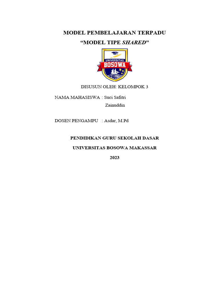 Makalah Pembelajaran Terpadu Shared Lengkap | PDF