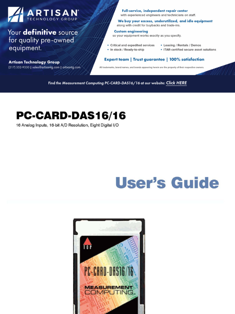 Measurement Computing PC CARD DAS16 16 Manual 2019125161958 | PDF ...