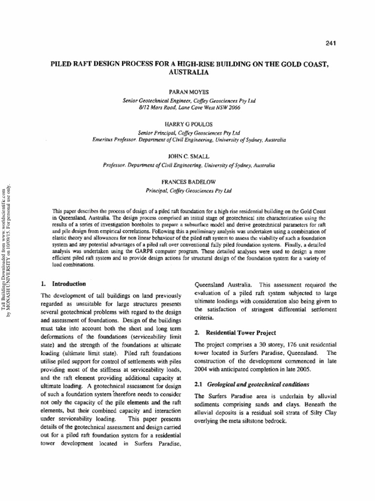 (Moyes, Etal 2005) Piled Raft Design Process For A High-Rise Building ...