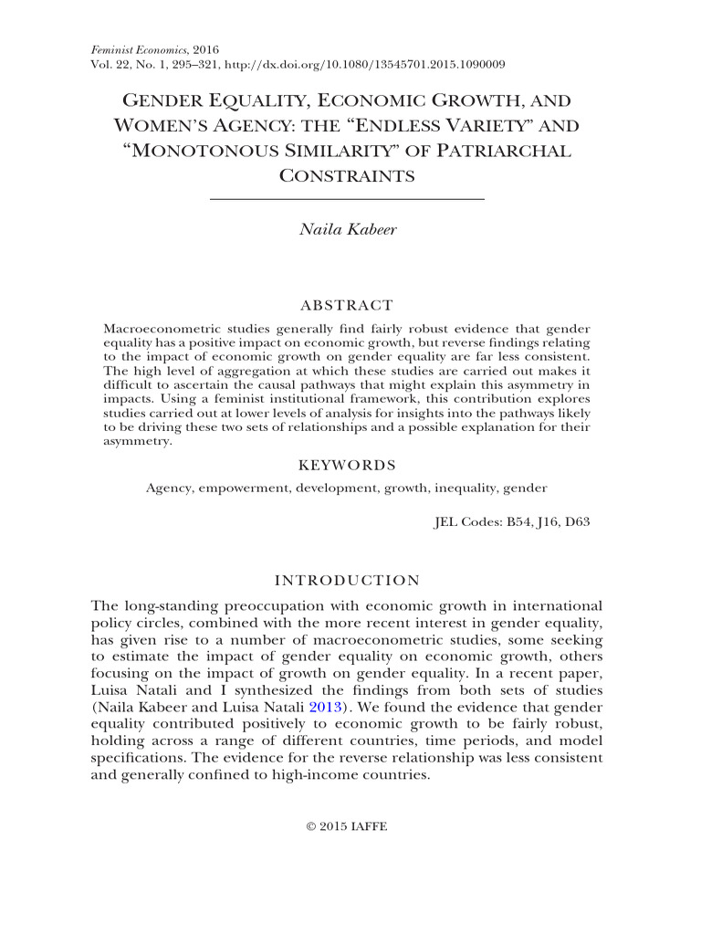Gender Equality | PDF | Economic Growth | Economics