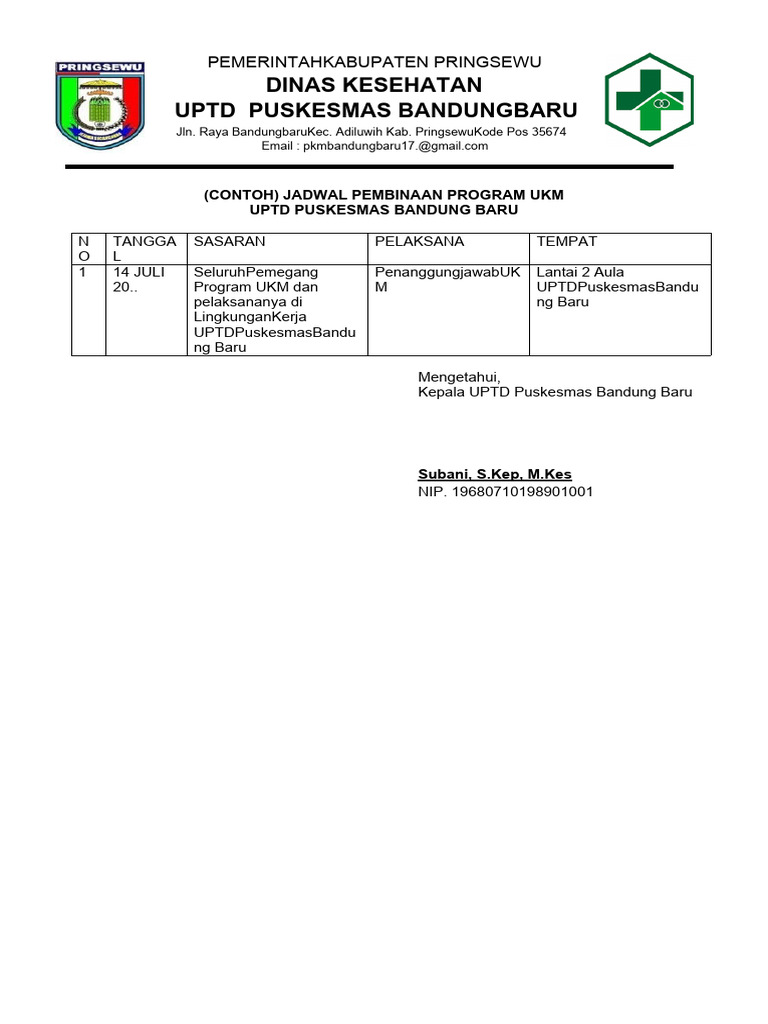 2411 Jadwal Pembinaan Program Ukm | PDF