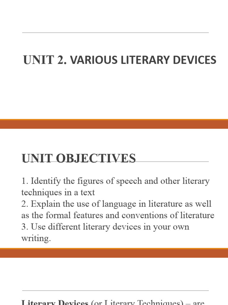 UNIT 2 Literary Devices 1 | PDF | Poetry | Rhyme