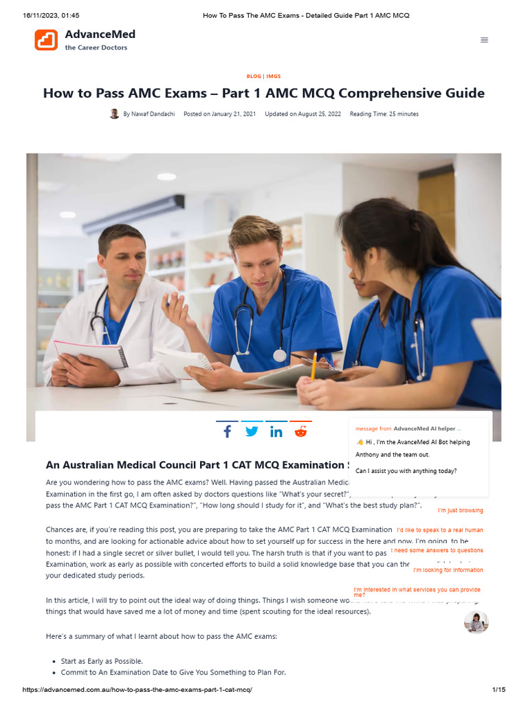 AMC Part 1 MCQ Exam Success Guide | PDF | Multiple Choice | Nursing