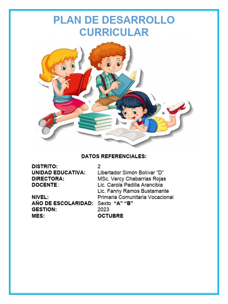 Plan de Desarrollo Curricular Octubre. | PDF | Comunicación | Bolivia