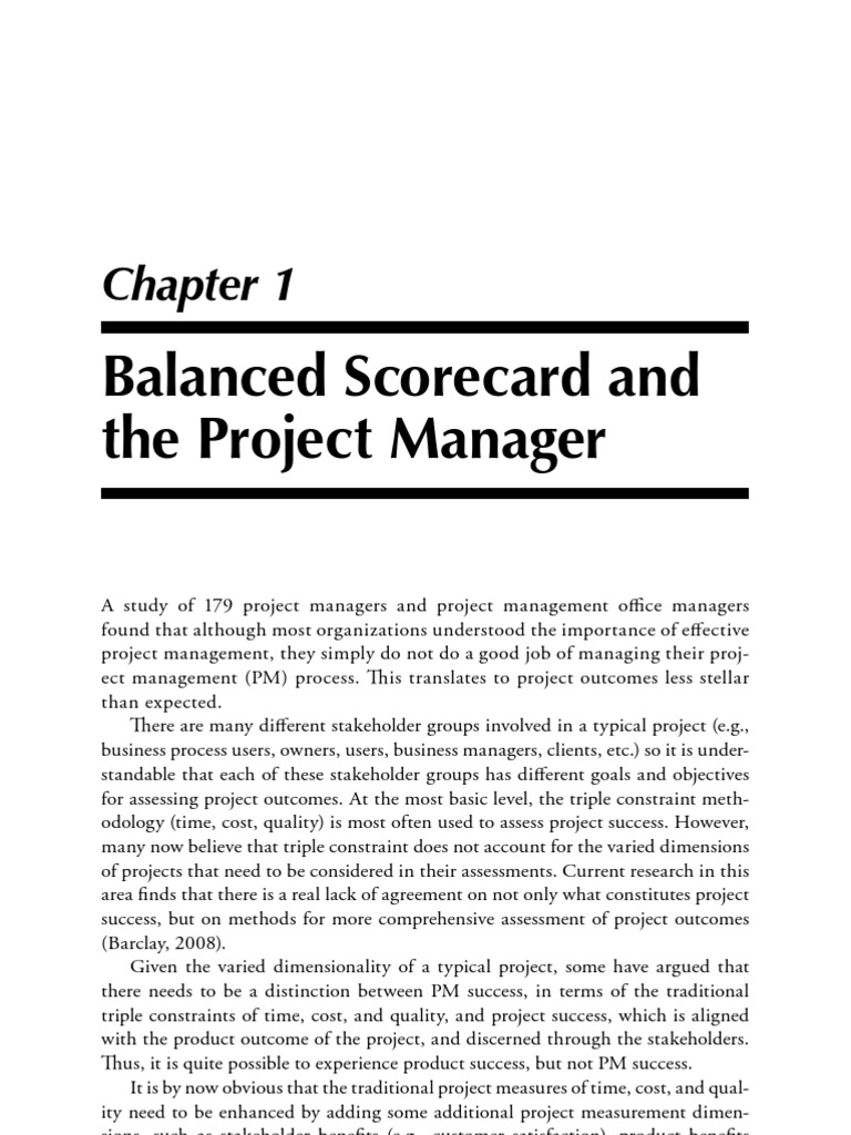 Balanced Scorecard and Project Manager | PDF | Project Management ...