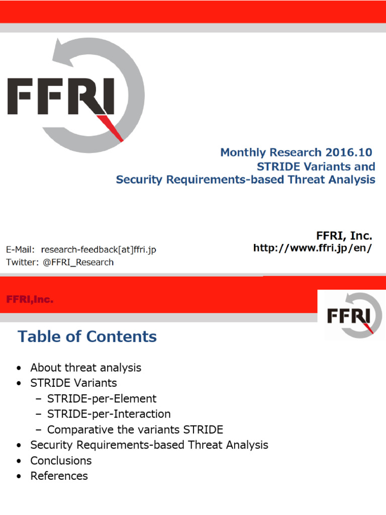 MR201610 STRIDE Variants and Security Requirements-Based Threat ...