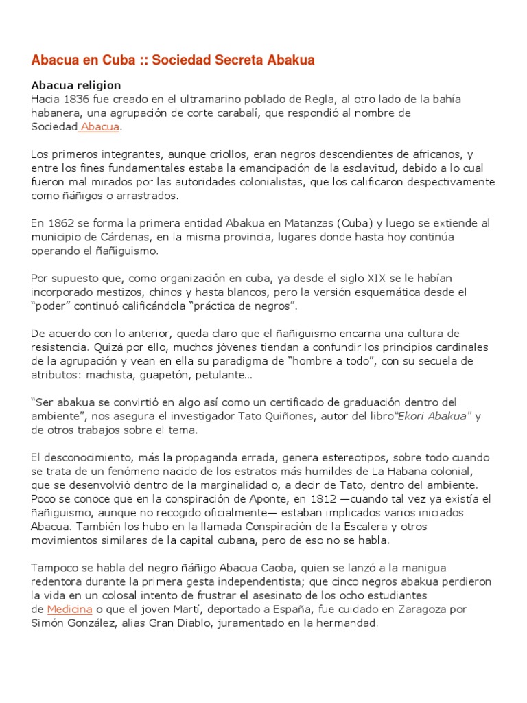 Abacua en Cuba y Otros Temas | PDF