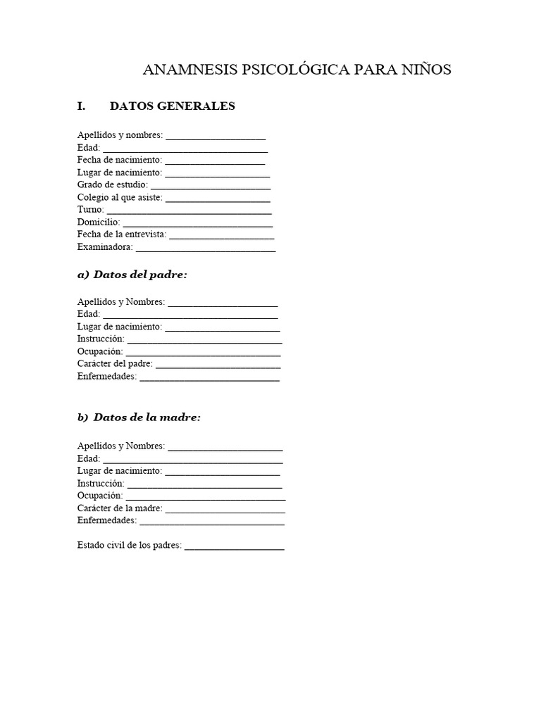 Anamnesis para Niños 2020 | PDF | El embarazo | Parto
