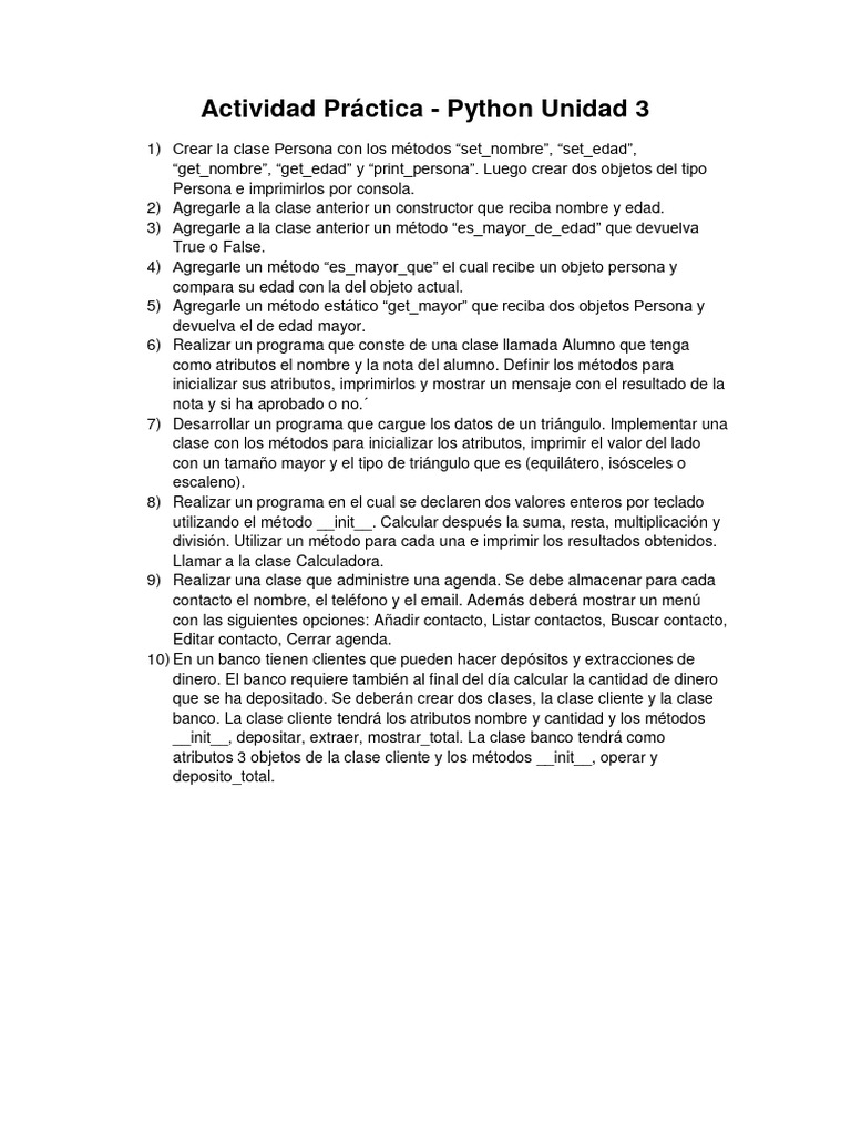 Actividad Práctica - Python Unidad 3 | PDF