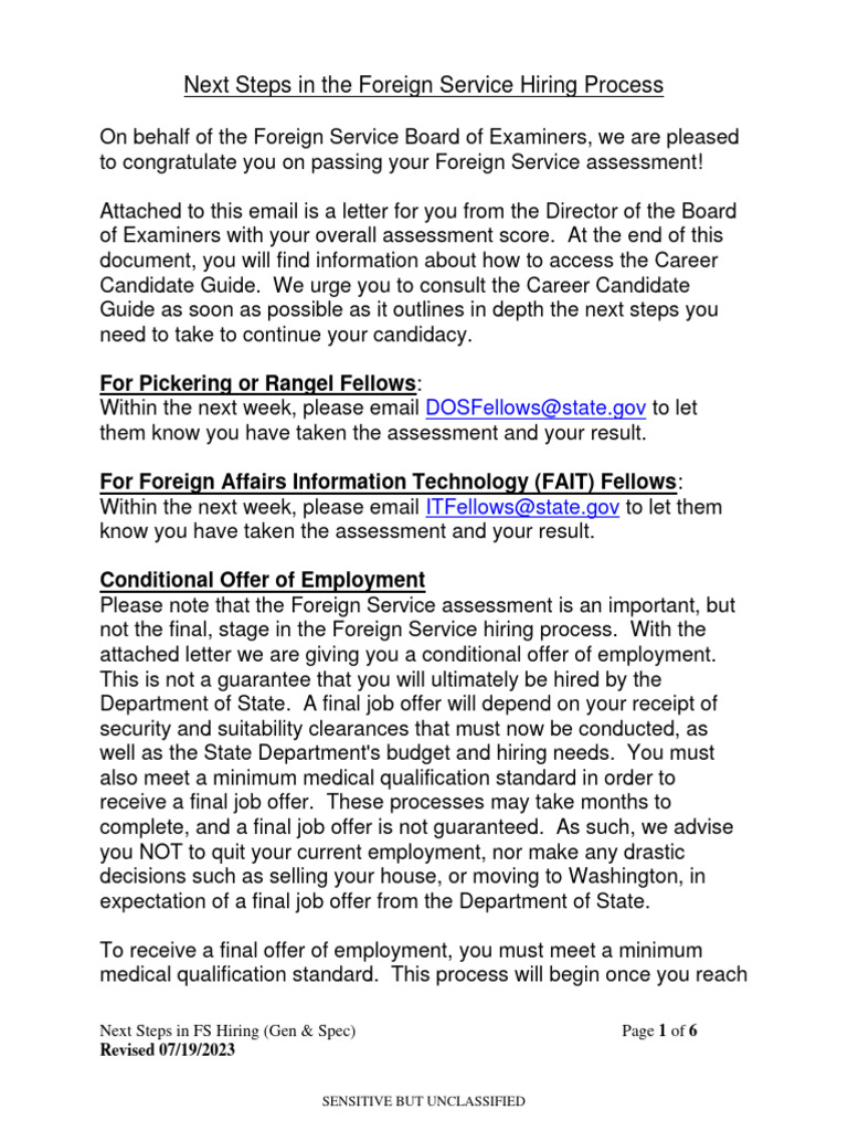 1-Next Steps in the Foreign Service Hiring Process (Gen & Spec) Jul ...