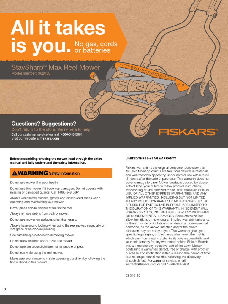 FIskars Reel Mower | PDF | Mower | Lawn Mower