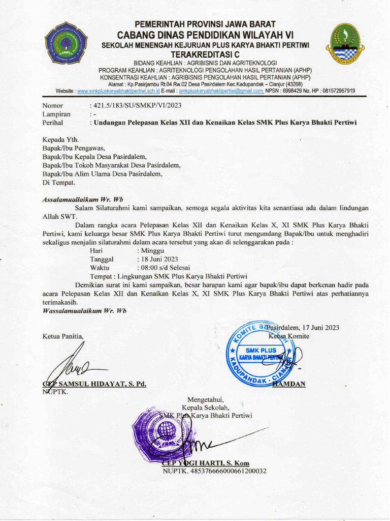 Undangan Pelepasan Kelas XII Dan Kenaikan Kelas X, Dan XI | PDF Undangan Pelepasan Kelas XII Dan Kenaikan Kelas X, Dan XI | PDF