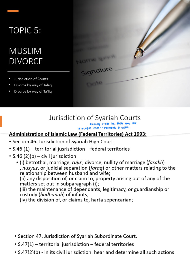 Topic 5 - Muslim Divorce | Download Free PDF | Jurisdiction | Sharia