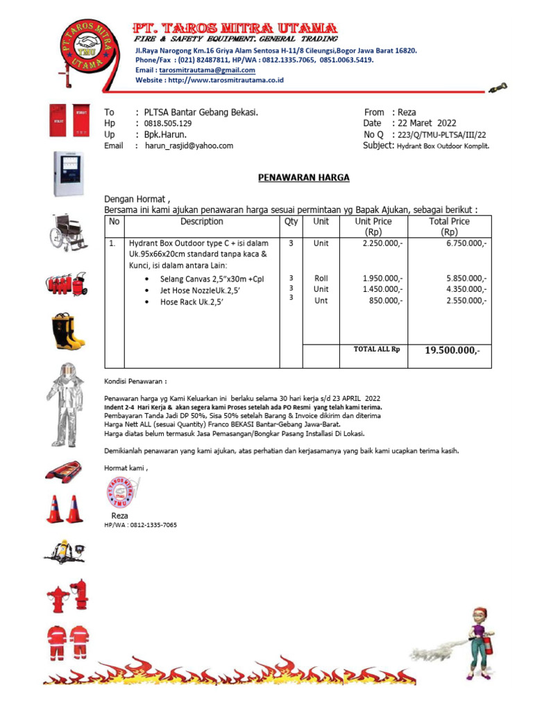 Penawaran Harga Hydrant Box Outdoor | PDF