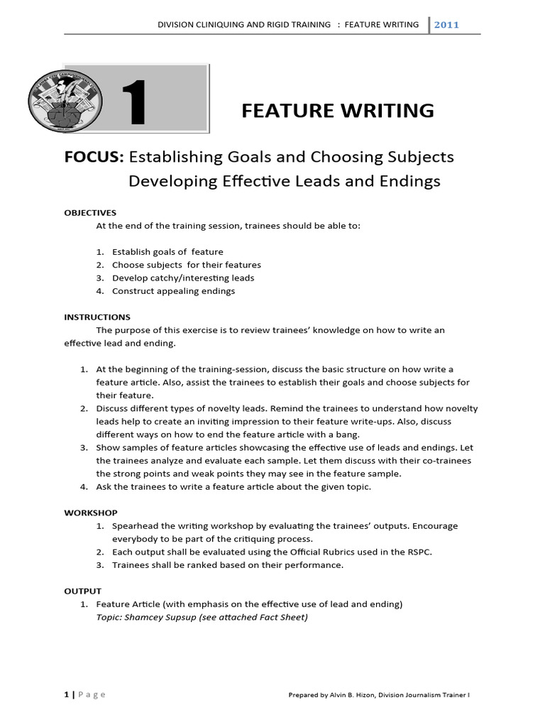 Feature Writing Module 1 | PDF | Information