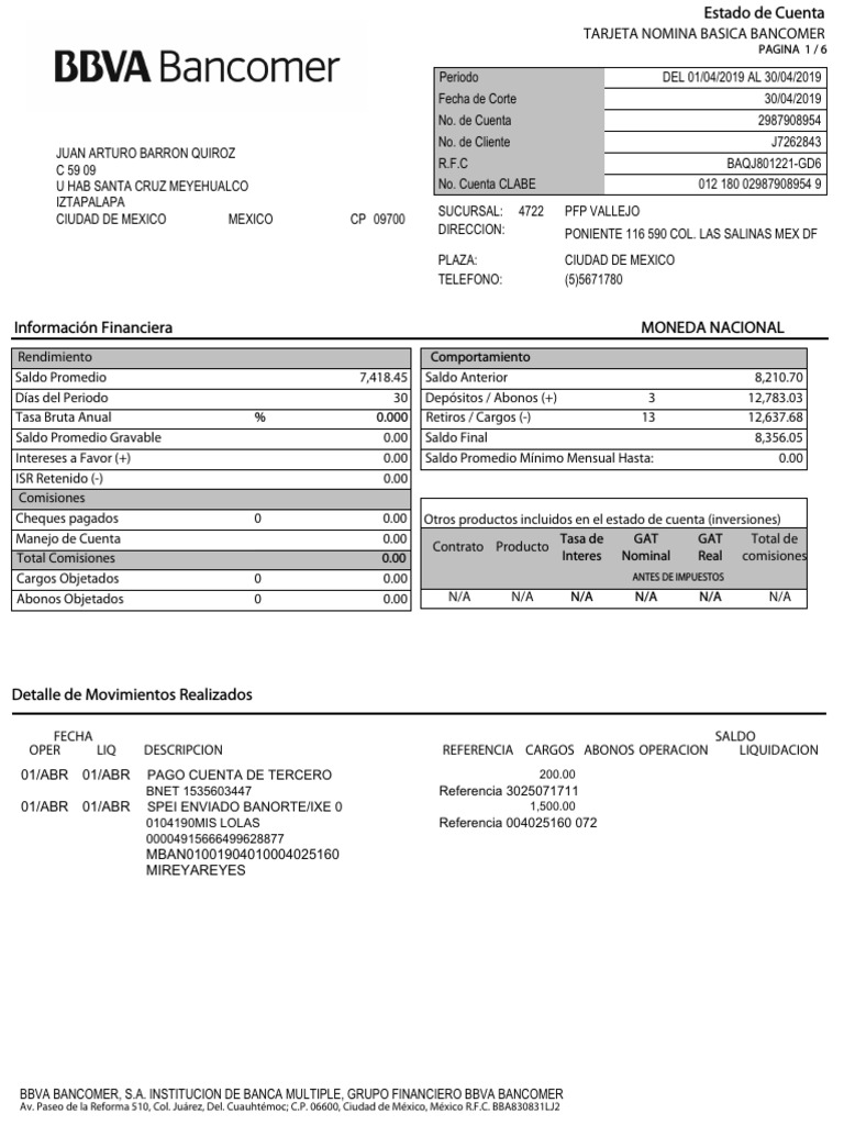Comportamiento: Tarjeta Nomina Basica Bancomer | PDF | Bancos | Business