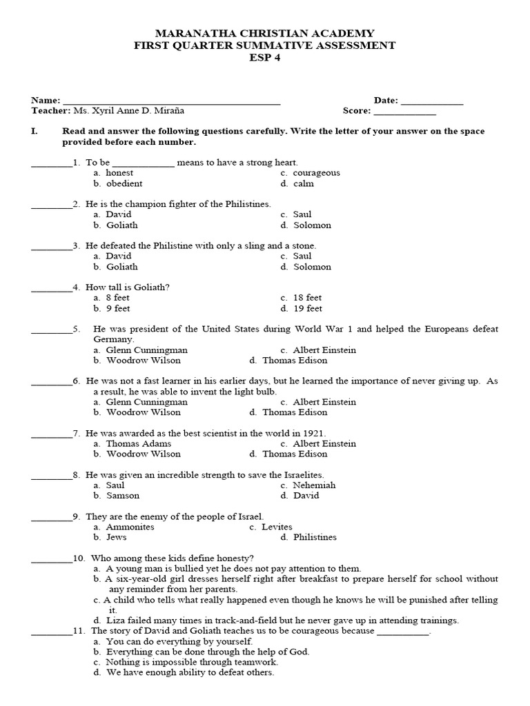 Esp 4 Q1 | PDF | Delilah