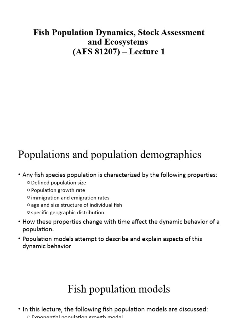 Fish Population Dynamics Models Explained | PDF | Logistic Function ...