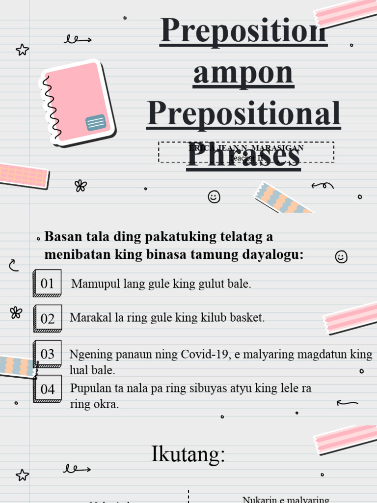 Preposition and Prepositional Phrase | PDF