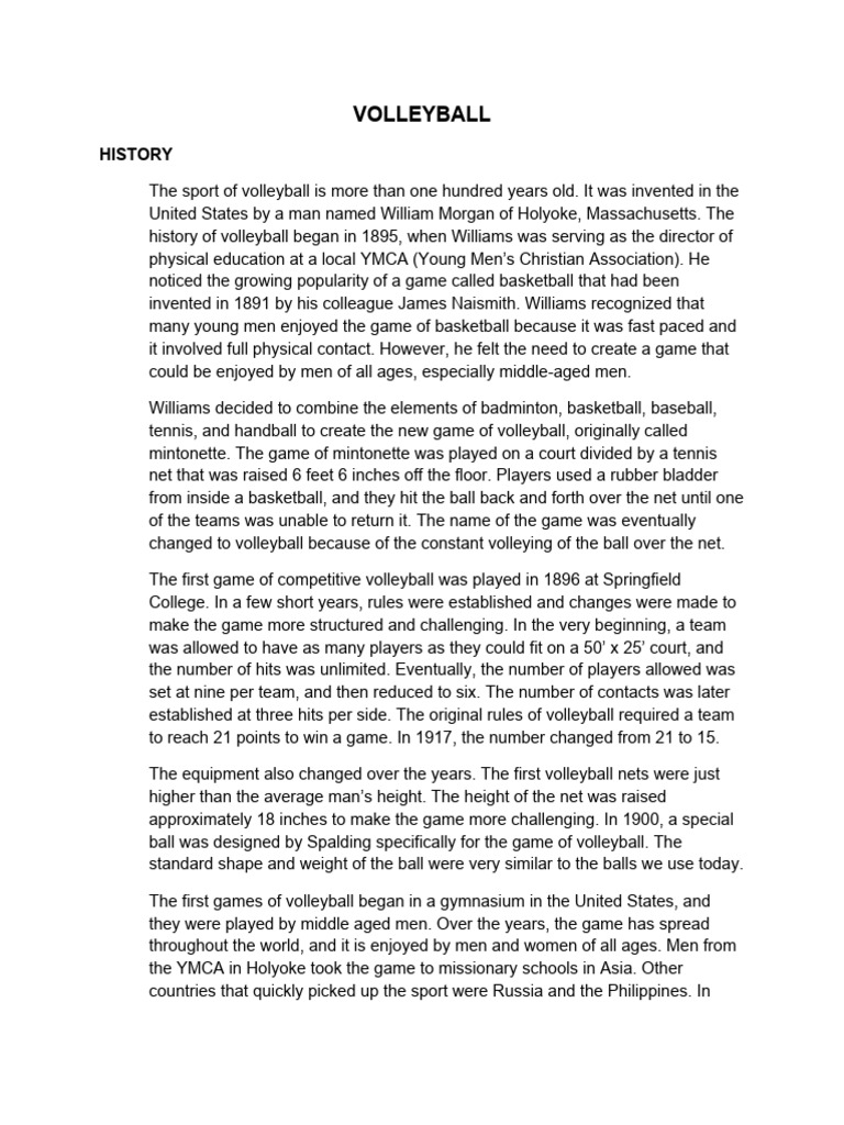 Volleyball: History and Game Rules | PDF | Volleyball | Athletic Sports