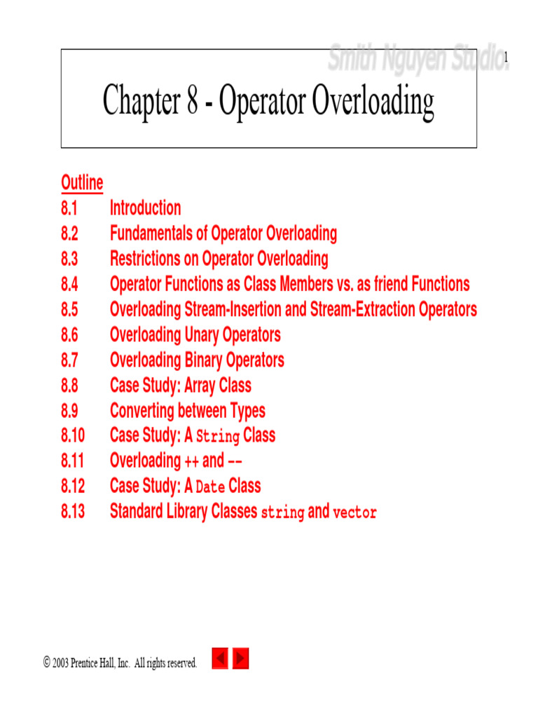 Chapter08 OperatorOverloading | PDF