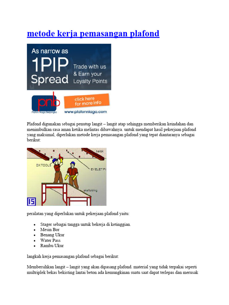 Metode Kerja Pemasangan Plafond | PDF