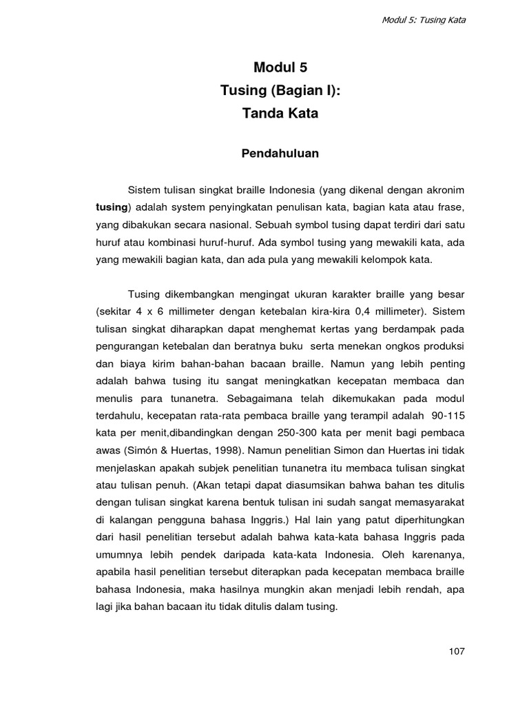 Modul Tusing Braille | PDF