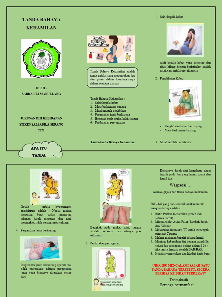 Leaflet Tanda Bahaya Kehamilan | PDF
