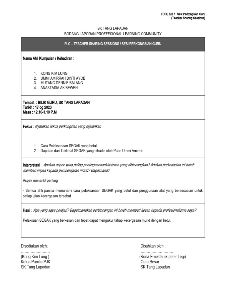 Borang PLC - TSS Dialog | PDF