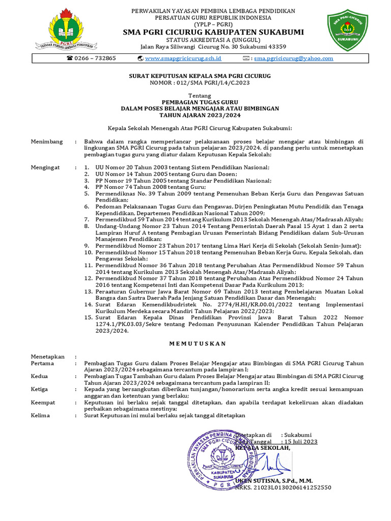 SK PTM Ta. 2023-2024 | PDF