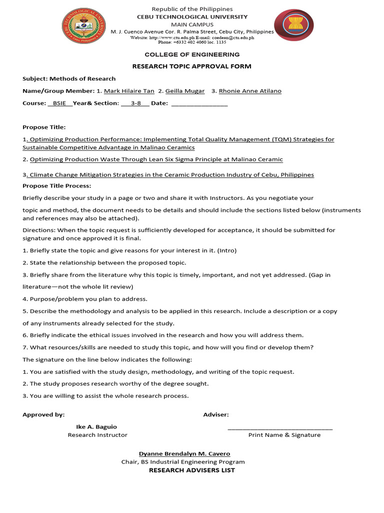 01 Research Topic Approval Form 1 | PDF | Business | Science
